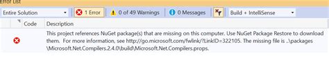 C The Missing File Is Packages Microsoft Net Compilers Build Microsoft Net Compilers