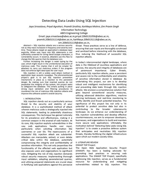 Sql Injection Research Paper Pdf Regression Analysis Machine Learning