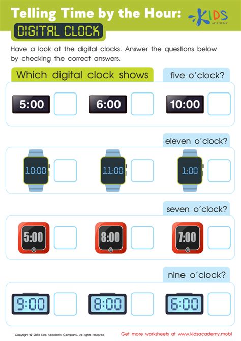 Digital Clock Worksheet Telling Time By The Hour Free Printable