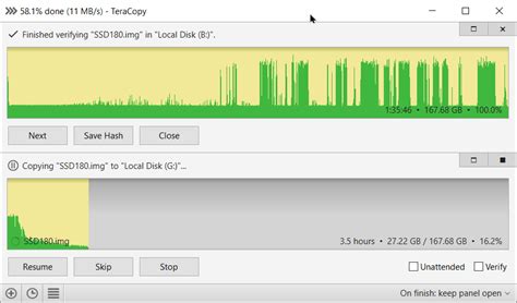 gradual performance decrease copying large file to compressed volume