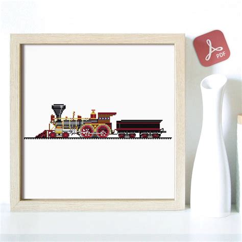 Cross Stitch Train Etsy