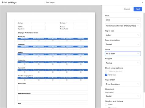 Performance Review Template