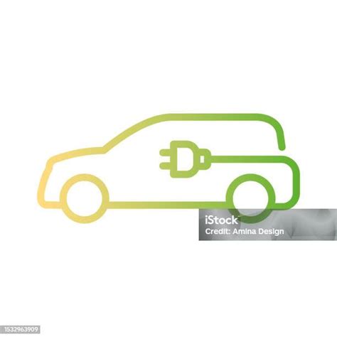 전기 자동차 아이콘입니다 하이브리드 차량 픽토그램 라인 전기 자동차 The Nature Conservancy에 대한 스톡 벡터