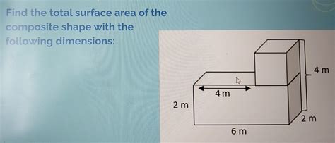 solved find the total surface area of the composite shape with the