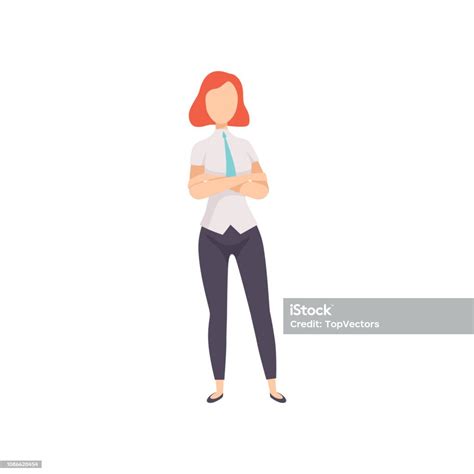 공식적인 마모 서 접힌 손으로 흰색 배경에 작업 벡터 일러스트 레이 션에 성공적인 비즈니스 문자 사업가 여자에 대한 스톡 벡터