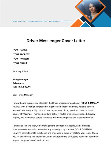 Free Driver Messenger Cover Letter Template To Edit Online