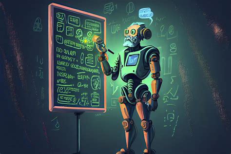 Bitcoin Cryptocurrency Digital Currency Concept Robot Professor Explains Stock Photo