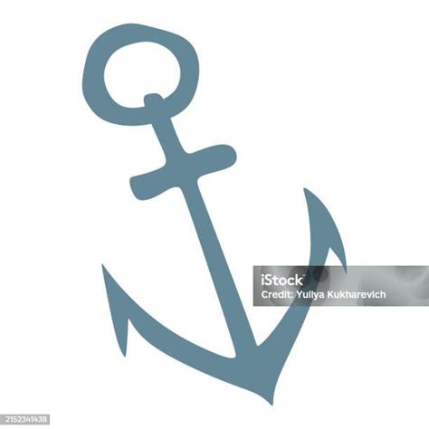 선박 앵커 만화 평면 벡터 일러스트 레이 션은 흰색 배경에 고립되어 있습니다 항해 및 낚시를 위한 보트 장비 해적 속성 여행