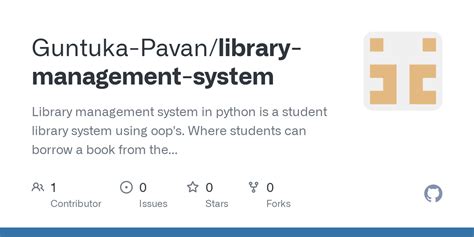 Github Guntuka Pavan Library Management System Library Management System In Python Is A