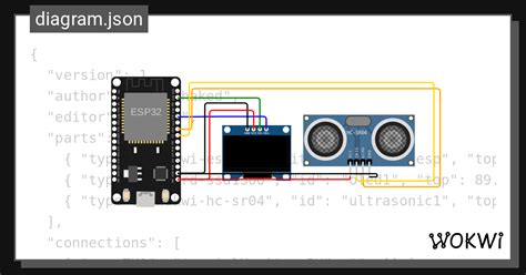 Ultrasonic Sensor With Display Wokwi Esp32 Stm32 Arduino Simulator