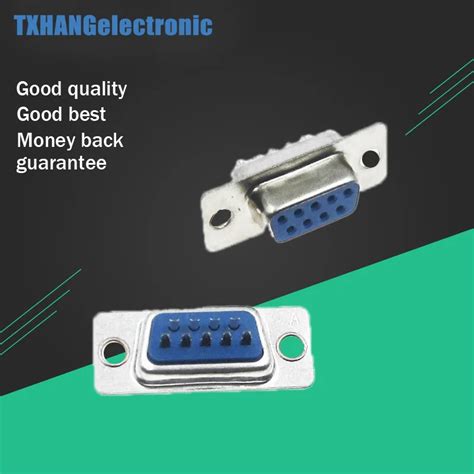 10pcs Db9 Female Socket Plug Connectors 9pin Copper Rs232 Com Socket Adapter Rs232 Serial Port