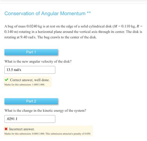 Solved Conservation Of Angular Momentum A Bug Of Mass