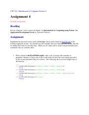 Assignment 4.pdf - CSC 241: Introduction to Computer Science I Assignment 4 See D2L for due date ...