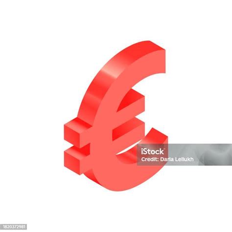 등각 투영 통화 빨간색 아이콘입니다 현대 평면 벡터 일러스트 레이 션입니다 유로 통화 기호입니다 소셜 미디어 템플릿 2차 도형에 대한 스톡 벡터 아트 및 기타 이미지