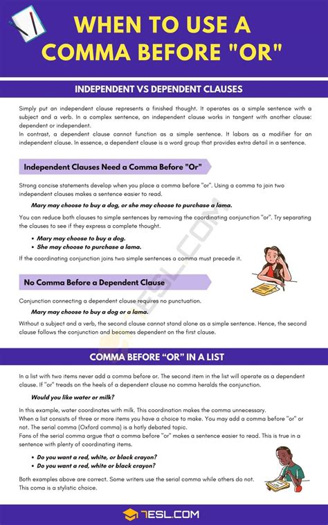 Comma Before Or When To Use A Comma Before Or 7ESL