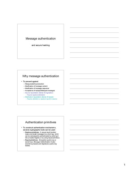Message Authentication And Secure Hashing Lecture Slides Cis 4930