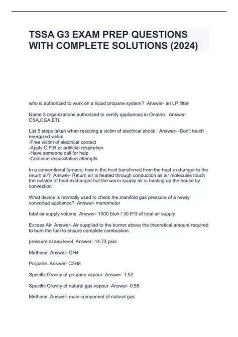 Tssa G3 Exam Prep Questions With Complete Solutions 2024 Tssa G3