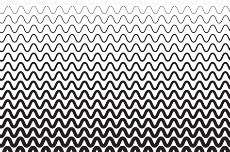 Horizontal Wavy Lines Of Different Thicknesses Background With Black And White Undulate Pattern