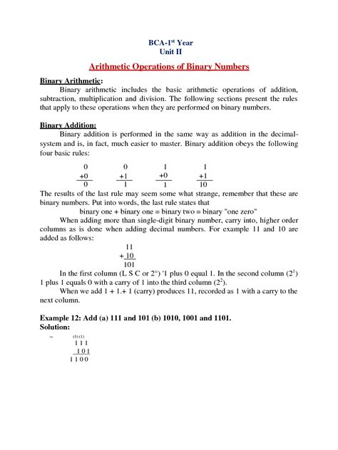Solution Arithmetic Operations Of Binary Numbers Studypool