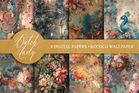 Seamless Rococo Flower Patterns Graphic By Daphnepopuliers · Creative Fabrica