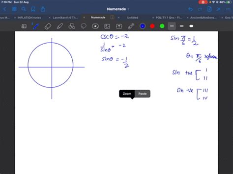 SOLVED In Exercises find all of the angles which satisfy the equation csc θ