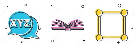 Set Xyz Coordinate System Open Book And Geometric Figure Square Icon