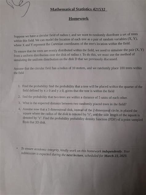 Solved Suppose We Have A Circular Field Of Radius R And We