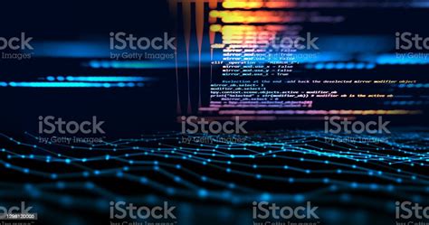 소프트웨어 개발자 및 컴퓨터 스크립트 배너 3d 일러스트레이션의 프로그래밍 코드 추상 기술 배경 Html에 대한 스톡 사진 및