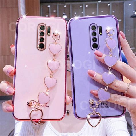 Maitus For Xiaomi Redmi Back Cover With Love Heart Bracelet Fashion Chain Plating Shiny Bling