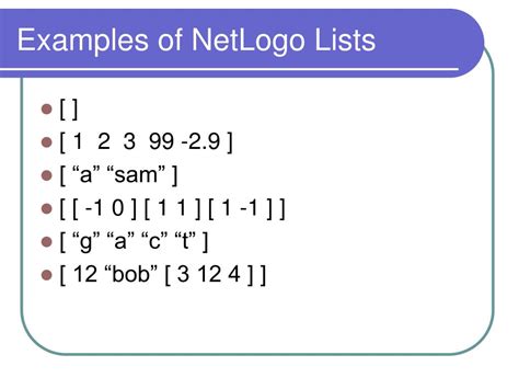 PPT NETLOGO LISTS PowerPoint Presentation Free Download ID
