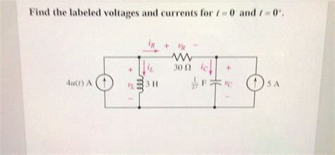 Solved Find The Labeled Voltages And Currents For T 0 ﻿and