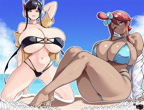 Rule 34 2girls Ass Big Breasts Big Butt Bikini Black Haired Female