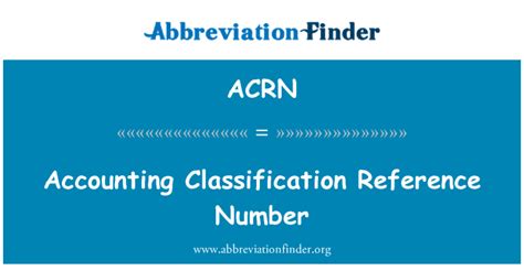 Acrn Stands For Accounting Classification Reference Number