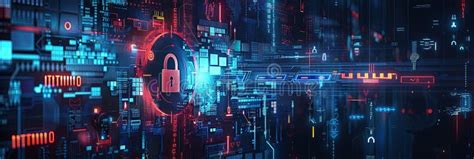 An Abstract Representation Of Cybersecurity Elements Including Digital Locks Shields And