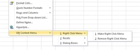 Andrews Excel Tips Diy Context Menu And Diy Top Menu