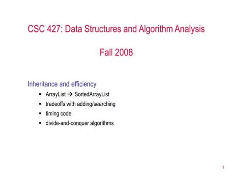 Ppt Csc 427 Data Structures And Algorithm Analysis Fall 2008 Powerpoint Presentation Id4026477