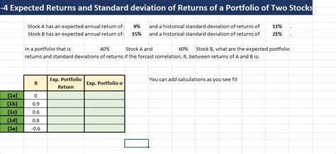 Solved Expected Returns And Standard Deviation Of Returns Chegg