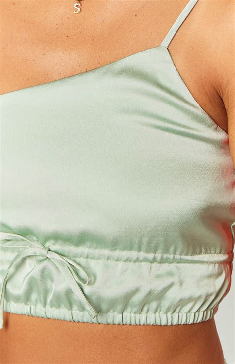 Lala Sage Satin Crop Top Beginning Boutique Au