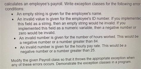 Solved Payroll Class Chapter 6 Programming Challenge 5