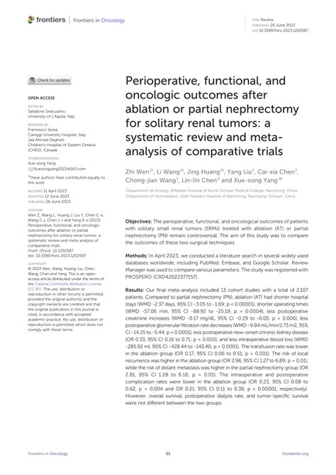 Pdf Perioperative Functional And Oncologic Outcomes After Ablation