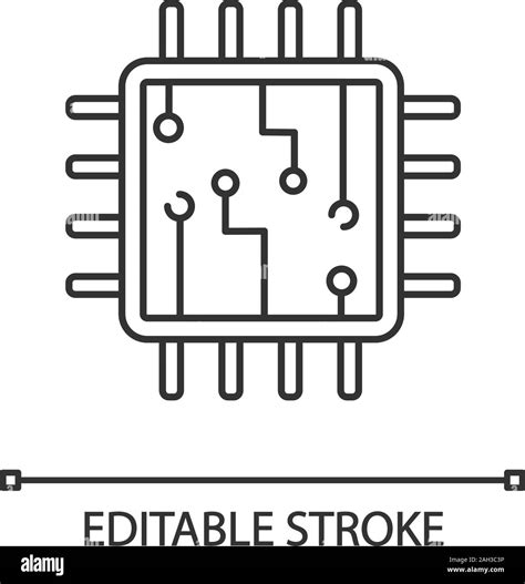 Computer Chip Linear Icon Thin Line Illustration Processor Memory Card Central Processing