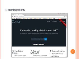 LiteDB A NET NoSQL Document Store In A Single Data File PPTX Databases Computer