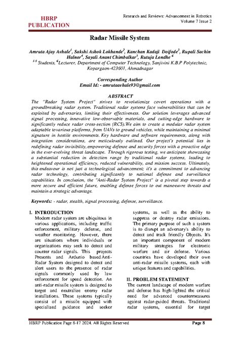 Radar Missile System Formatted Paper Volume 7 Issue 2 Radar Missile