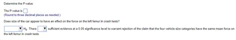 Solved The Data From Car Crash Tests For Four Different