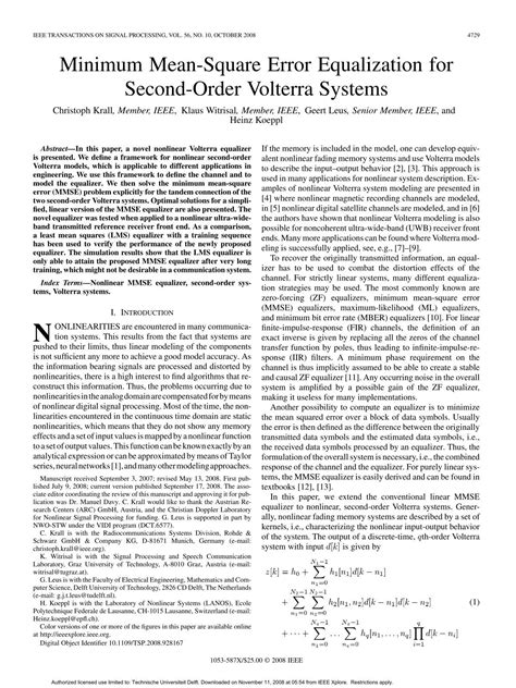 minimum mean square error equalization for second order