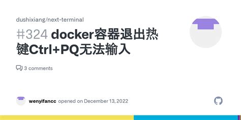 docker容器退出热键ctrl pq无法输入 · issue 324 · dushixiang next terminal · github