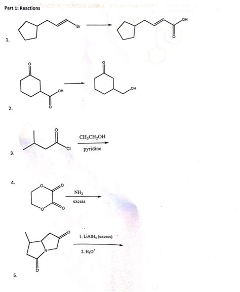 Solved Part 1 Reactions 1 2 Ch3ch2oh Pyridine 4 Nhs