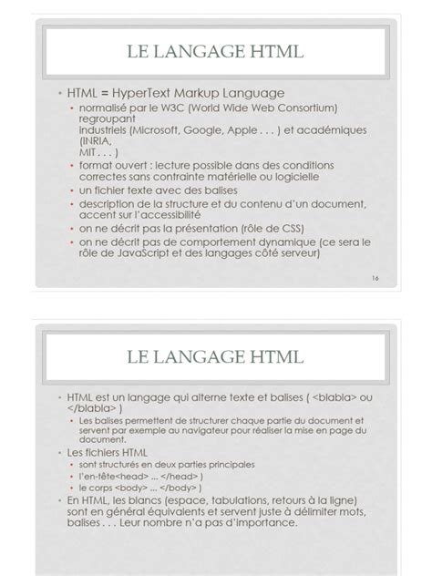 Langage Html Pdf