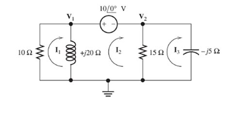 solved determine the phasors v1 and v2 in the circuit of