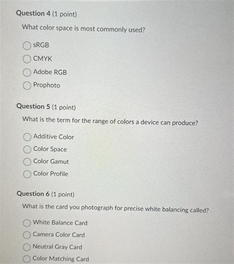 Solved What Defines The Numeric Description Of Colors Color